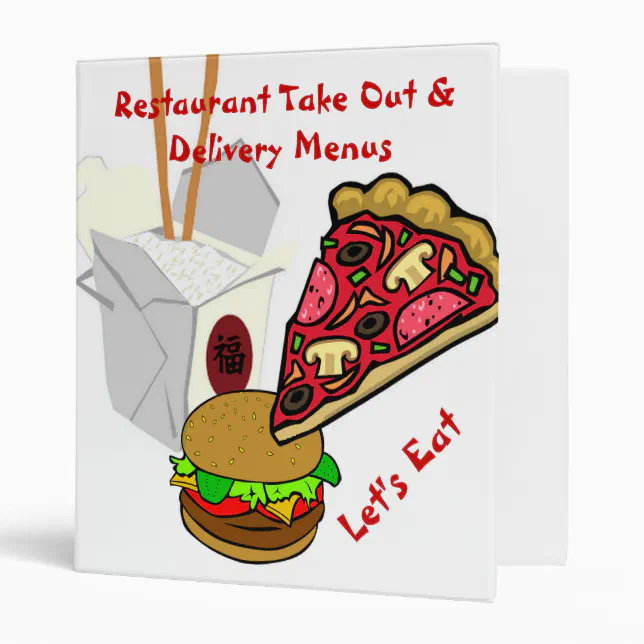 Cartoon Foods Take out Menu Binder | Zazzle