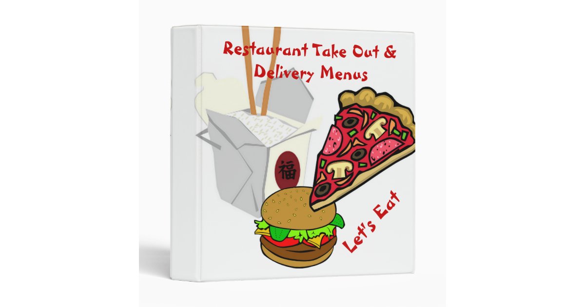 Cartoon Foods Take out Menu Binder | Zazzle