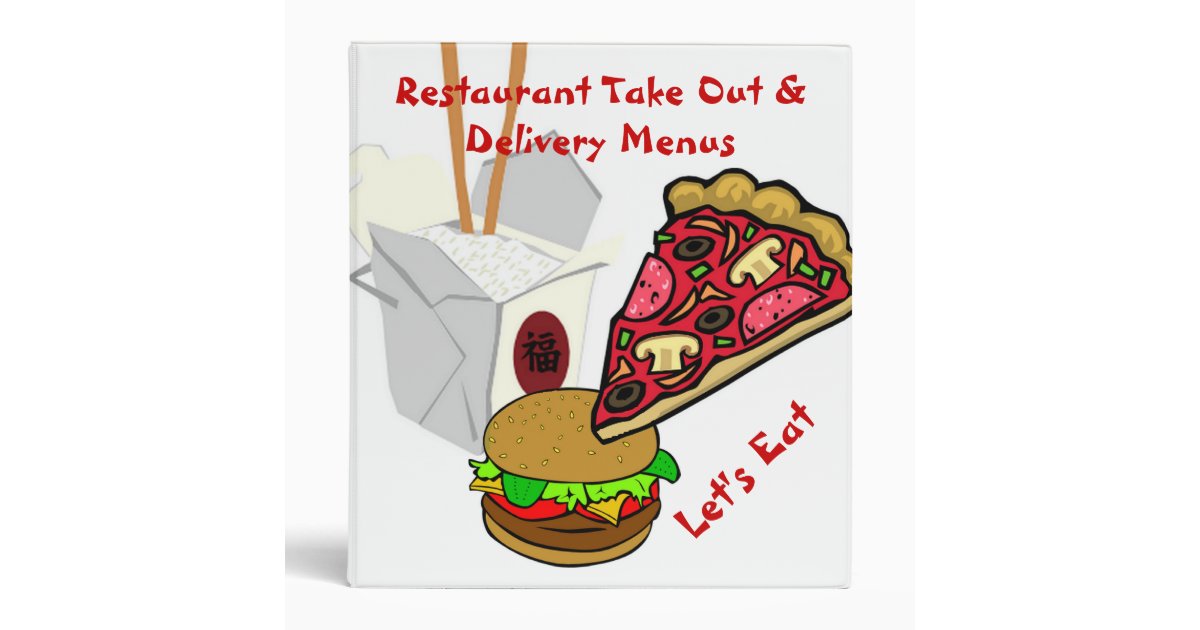 Cartoon Foods Take out Menu Binder | Zazzle