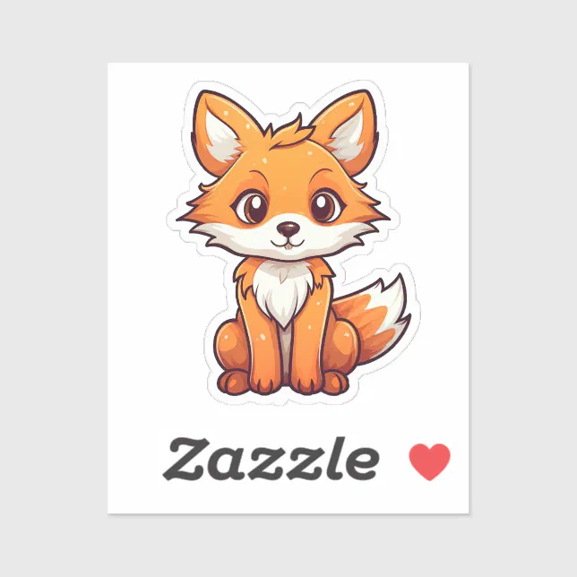 Cartoon fox illustration sticker | Zazzle
