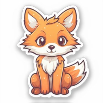Cartoon fox illustration sticker | Zazzle