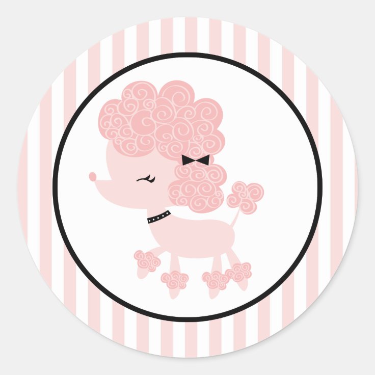 Cartoon French Poodle Classic Round Sticker | Zazzle