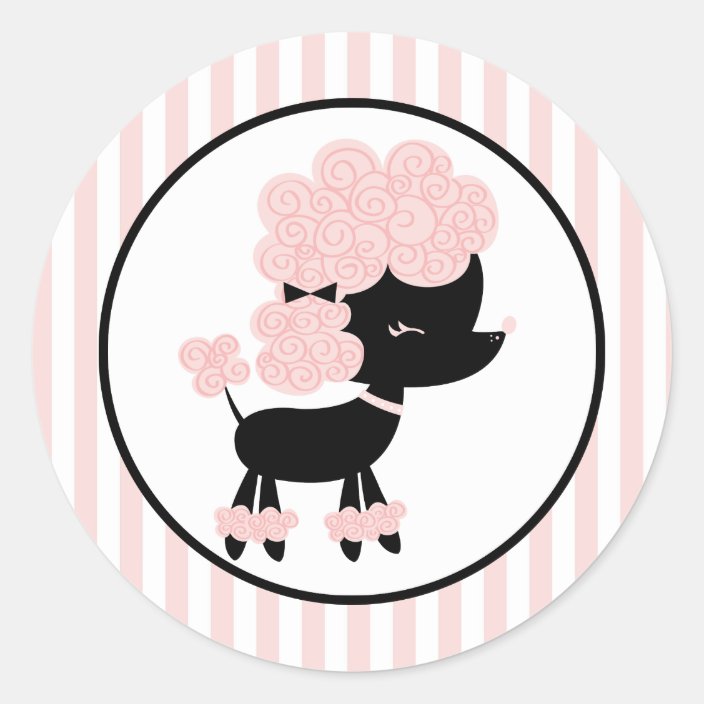 Cartoon French Poodle Classic Round Sticker | Zazzle.com
