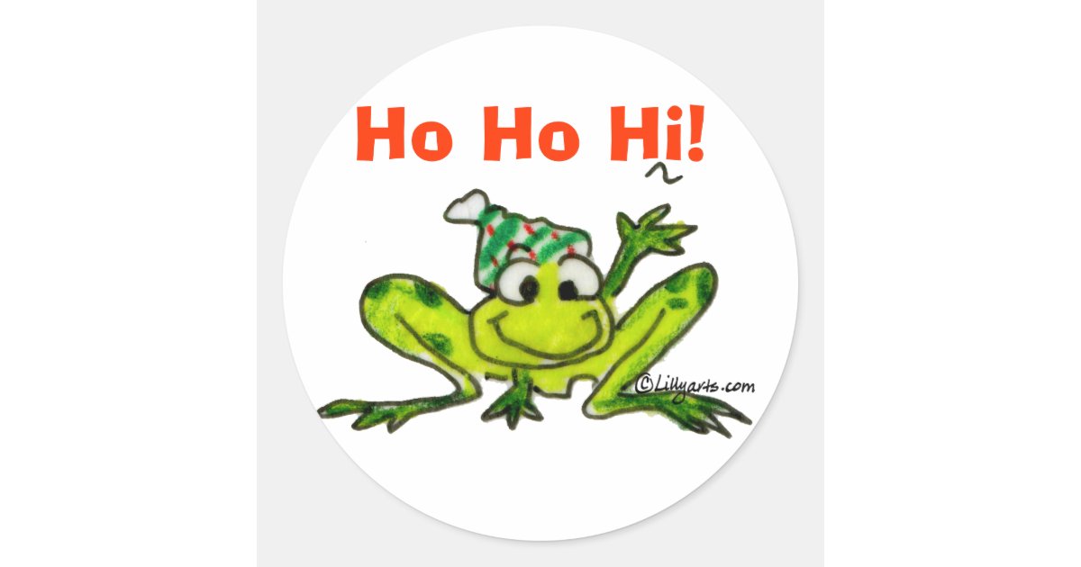 Cartoon Frog Christmas Sticker | Zazzle