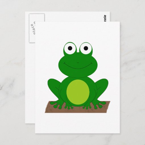 Cartoon frog on a log postcard | Zazzle