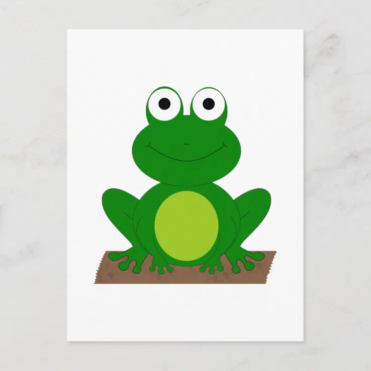 Cartoon frog on a log postcard | Zazzle