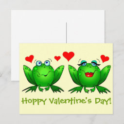 Cartoon Frogs Hearts Card Hoppy Valentines Day | Zazzle