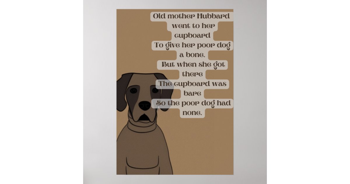 cartoon fun old mother Hubbard nursery rhyme Poster | Zazzle