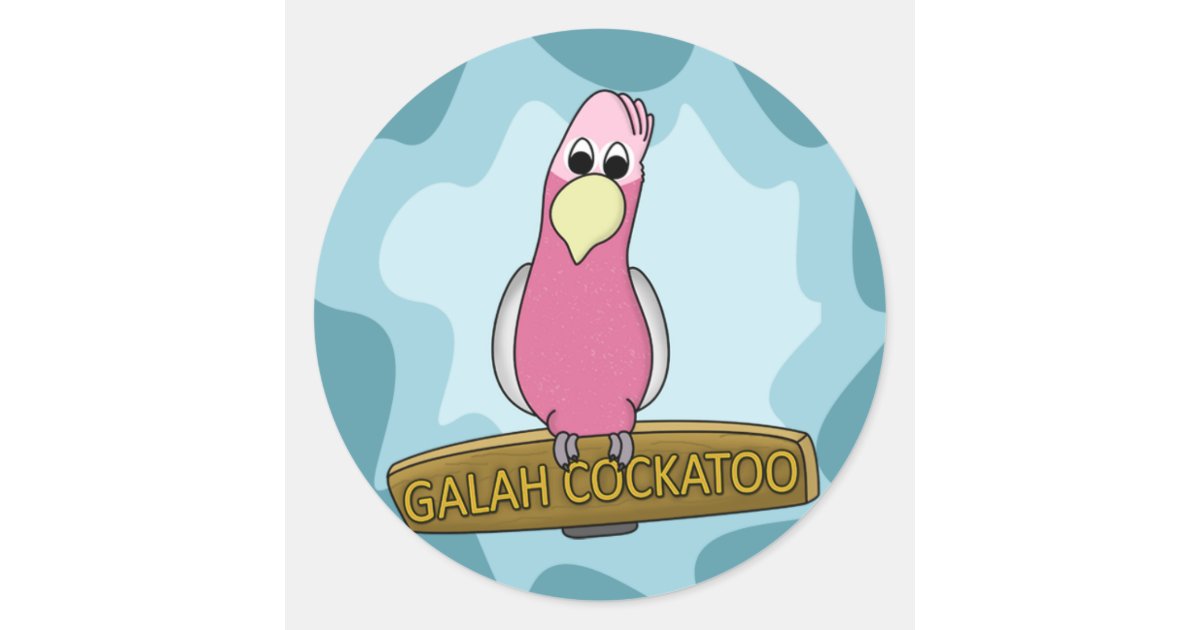 Cartoon Galah Cockatoo Classic Round Sticker | Zazzle
