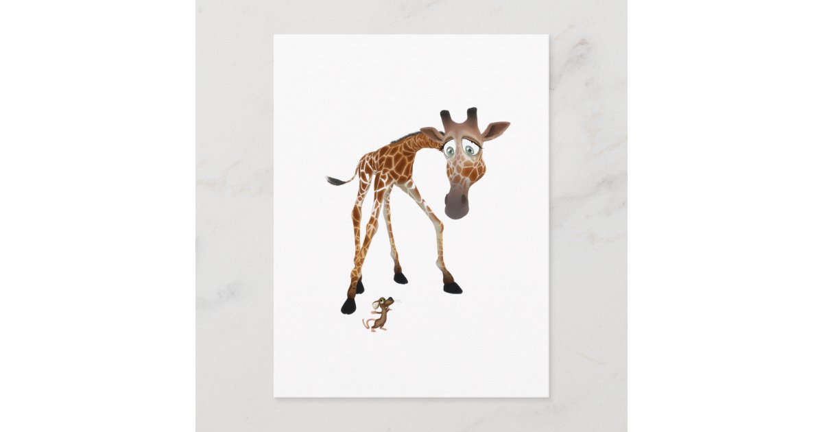 Cartoon Giraffe and Mouse Postcard | Zazzle