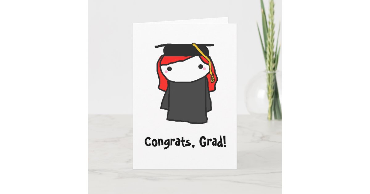 Cartoon Girl Graduation Greeting Card | Zazzle