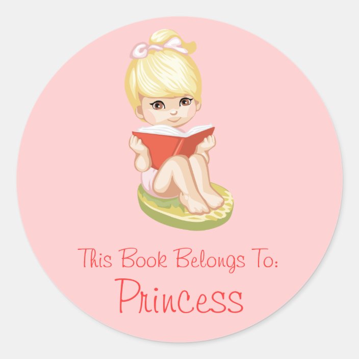 Cartoon Girl Reading Book Label | Zazzle.com