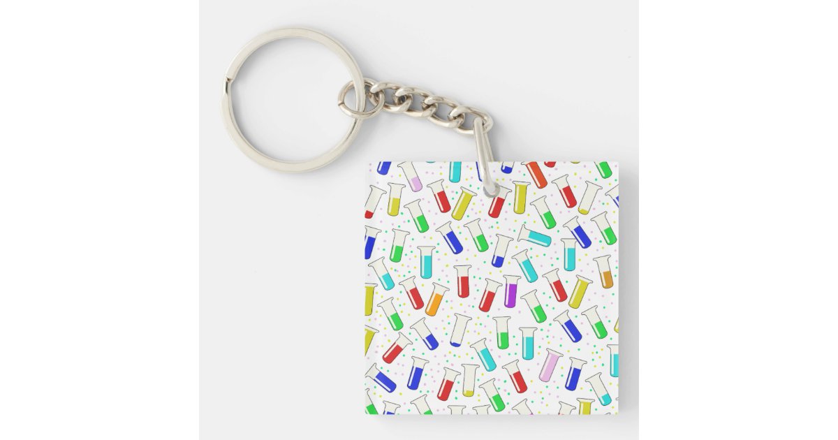 Cartoon glass test tubes keychain | Zazzle