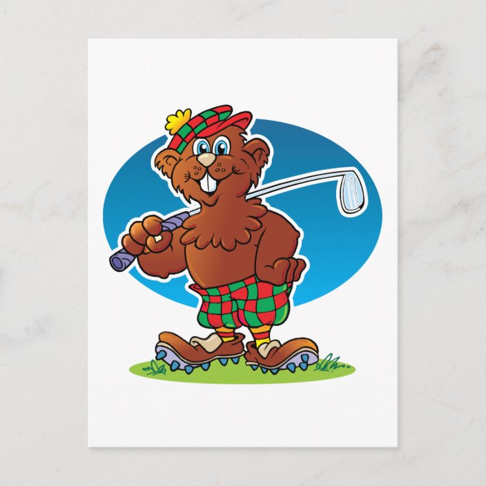 Cartoon Gopher Golfing Postcard | Zazzle.com
