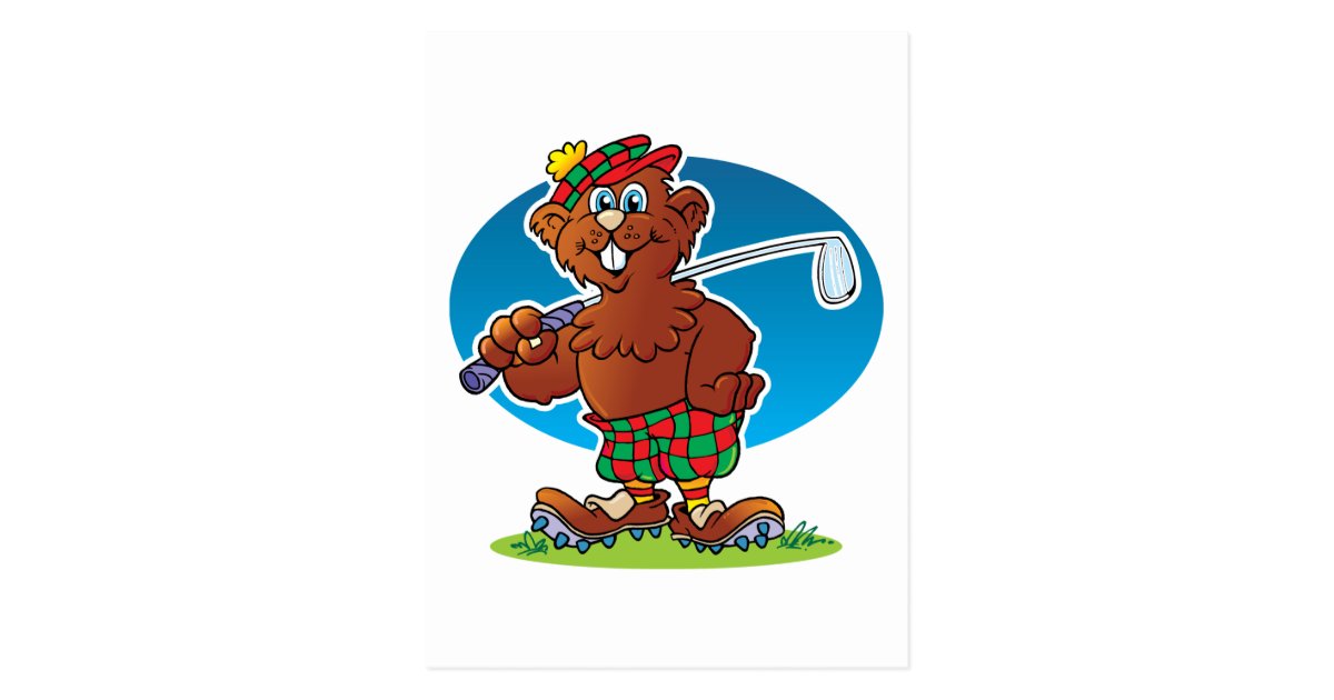 Cartoon Gopher Golfing Postcard | Zazzle.com