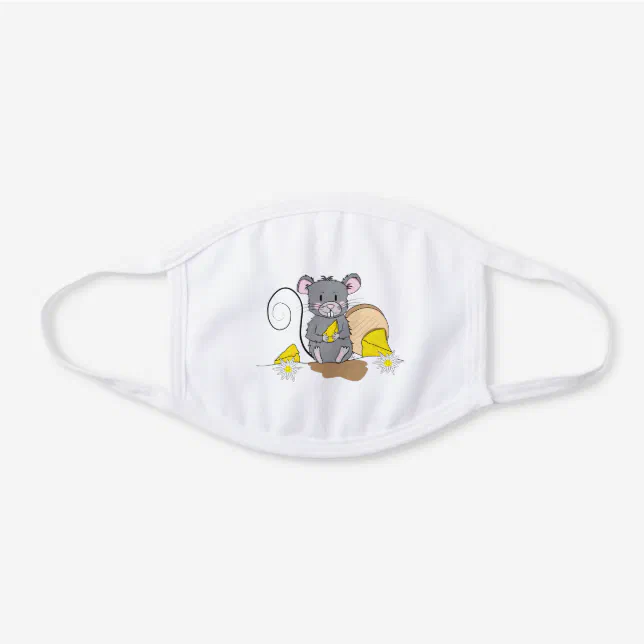 Cartoon gray mouse cotton face mask | Zazzle