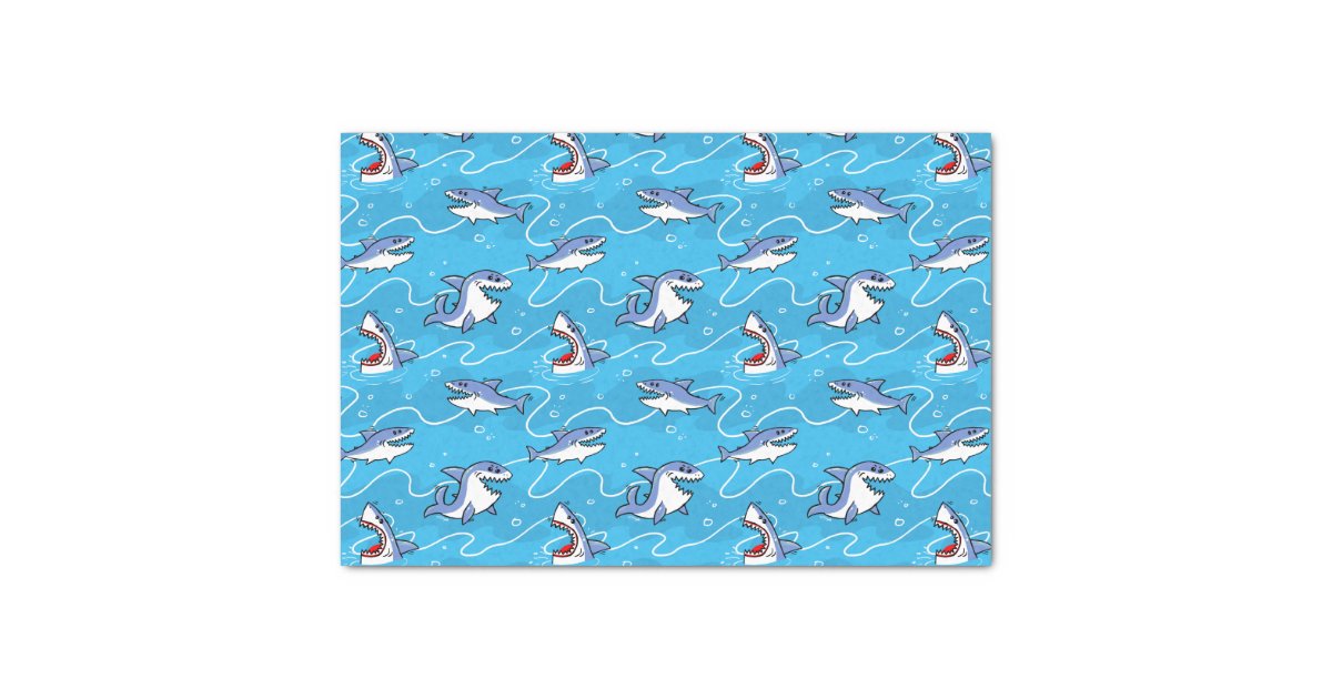 Cartoon Great White Sharks Tissue Paper | Zazzle