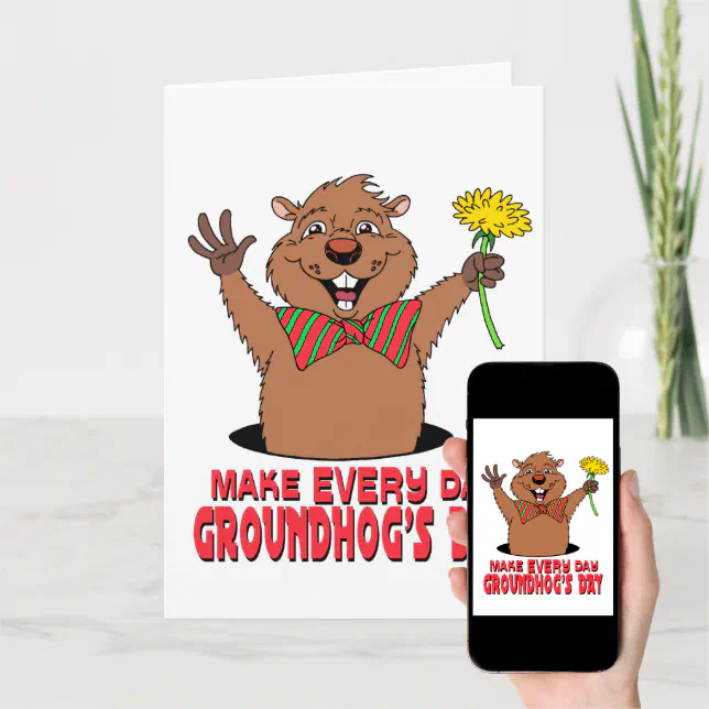 Cartoon Groundhog Card | Zazzle