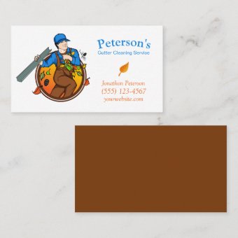 Cartoon Gutter Cleaning Service Guy Business Card | Zazzle