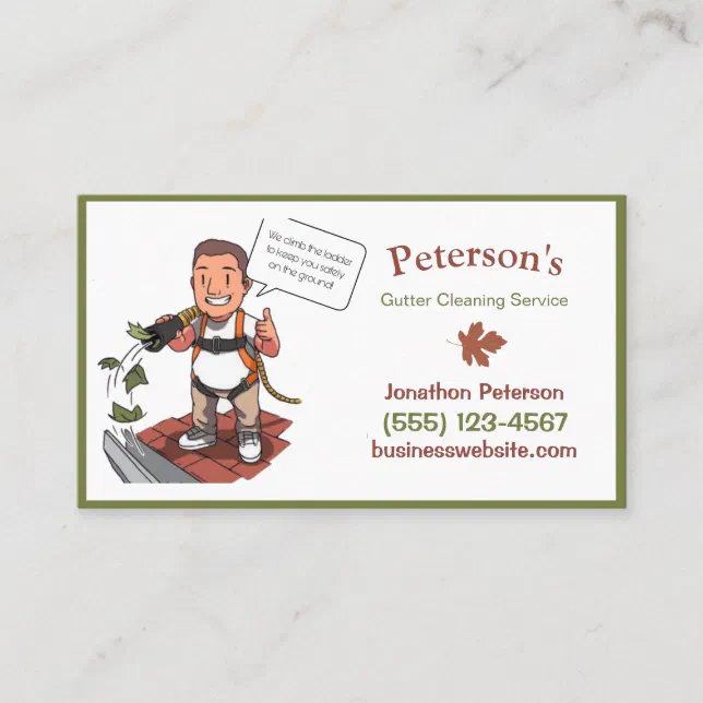 Cartoon Gutter Cleaning Service Guy Business Card | Zazzle