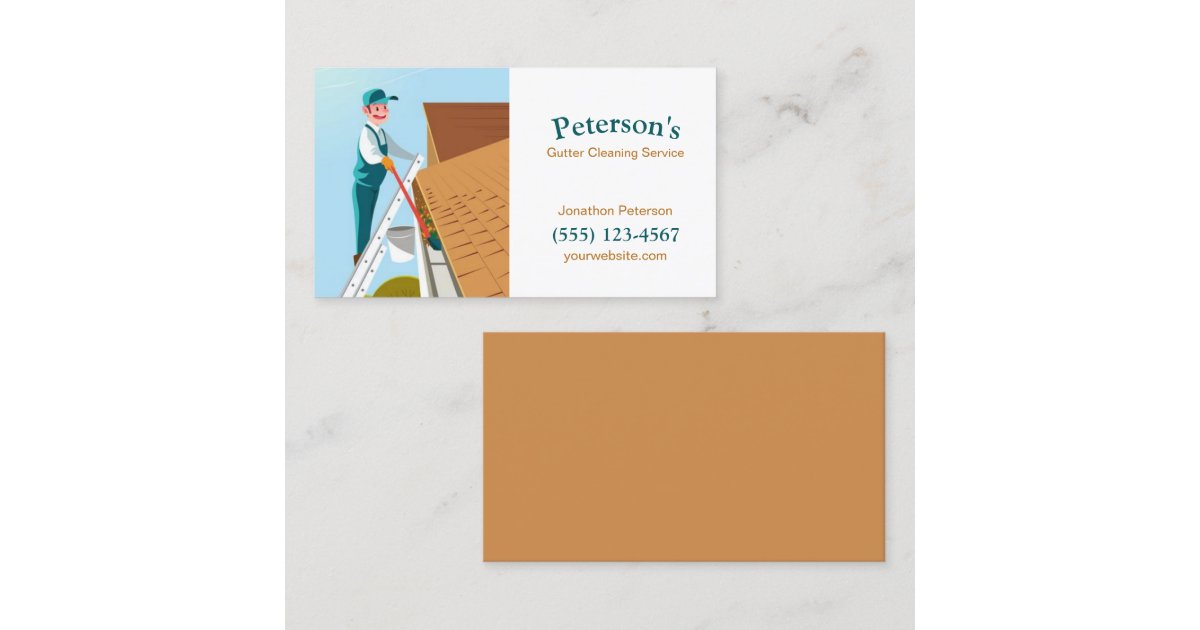 Cartoon Gutter Cleaning Service Guy Business Card | Zazzle