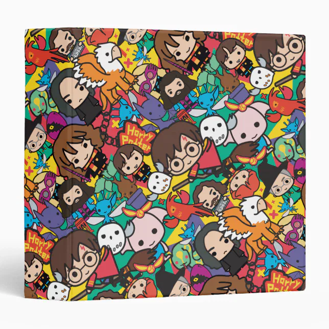 Cartoon Harry Potter Character Toss Pattern 3 Ring Binder | Zazzle