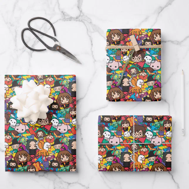 Cartoon Harry Potter Character Toss Pattern Wrapping Paper Sheets | Zazzle