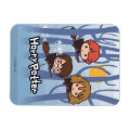 Cartoon Harry, Ron, & Hermione Flying In Woods Magnet | Zazzle
