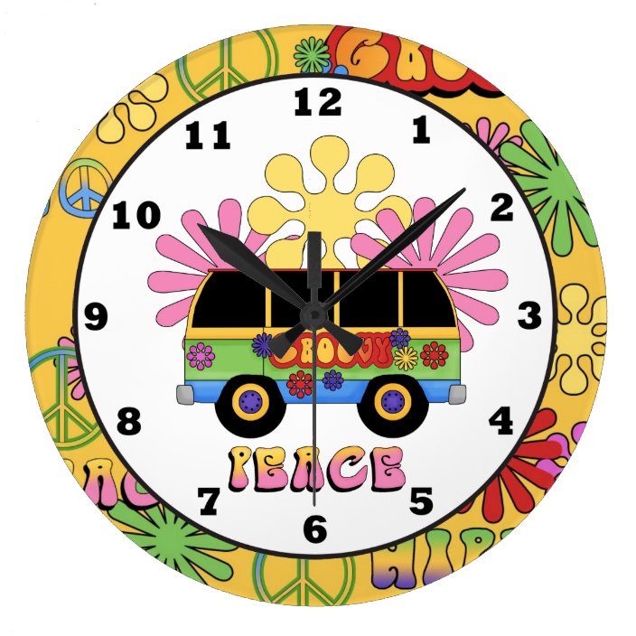 Cartoon Hippie fun wall clock | Zazzle.com