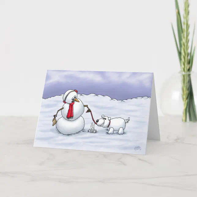 Cartoon Holiday Cards: Good Snow Dog | Zazzle