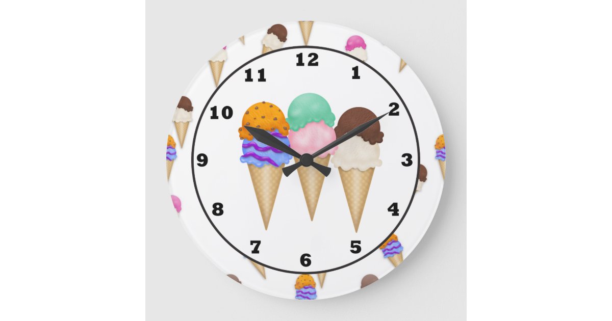 Cartoon Ice Cream wall clock | Zazzle
