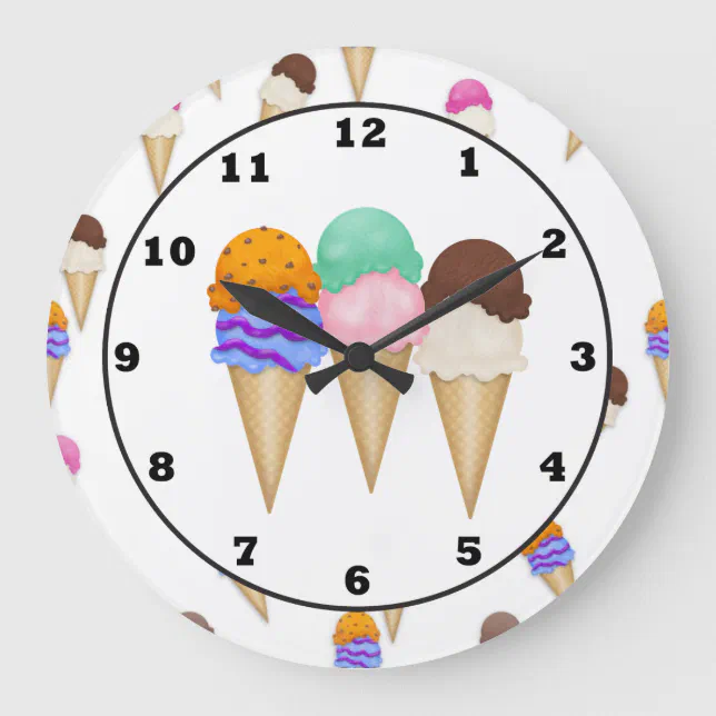 Cartoon Ice Cream wall clock | Zazzle
