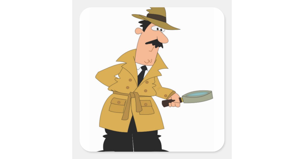 cartoon investigator yeah square sticker | Zazzle