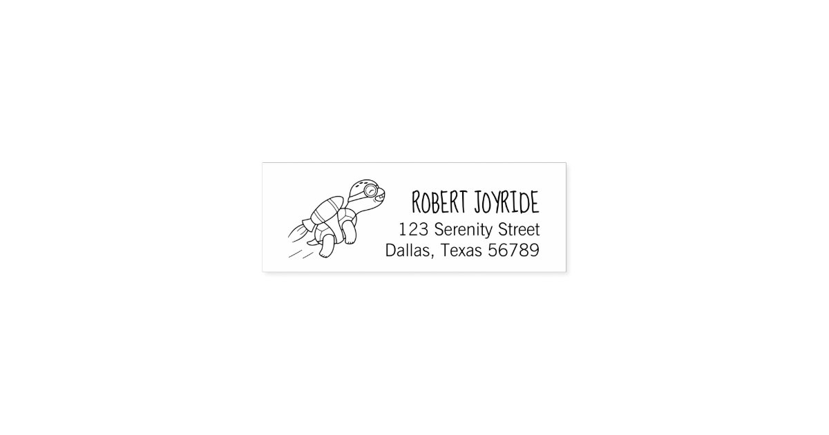 Cartoon Jetpack Turtle Address Self-inking Stamp | Zazzle.com