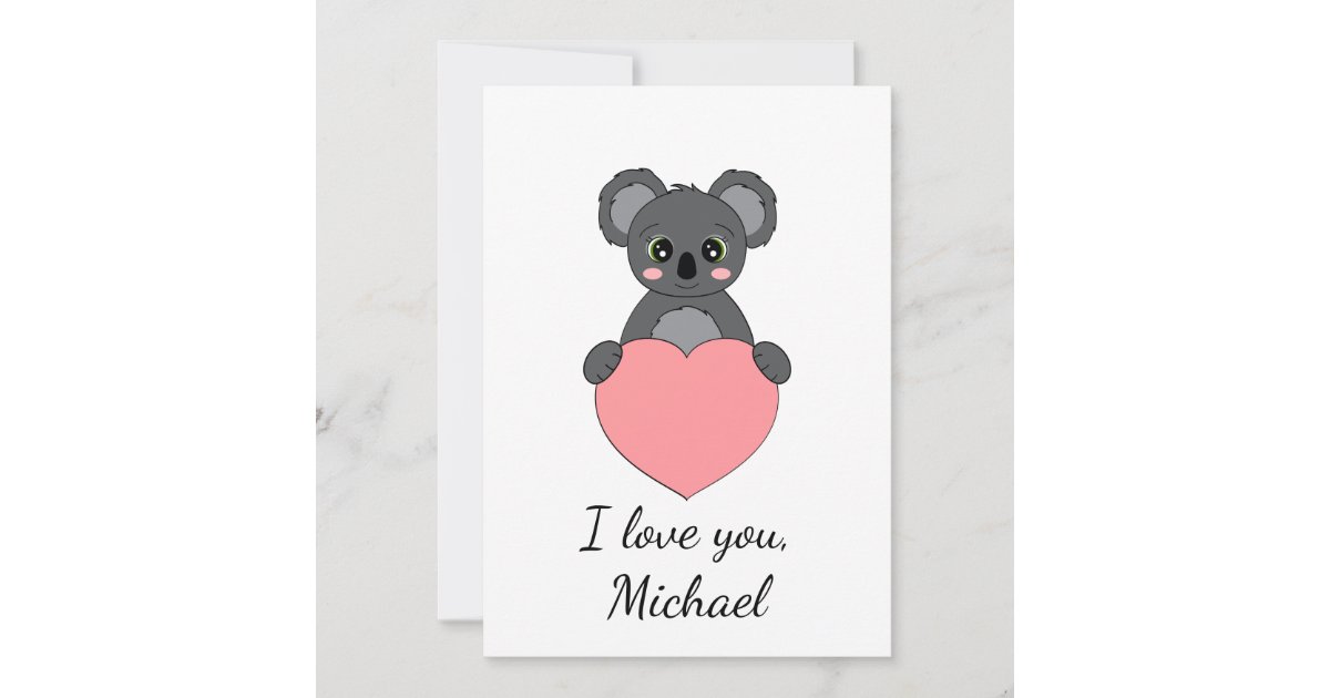 Cartoon koala in love Valentine Holiday Card | Zazzle