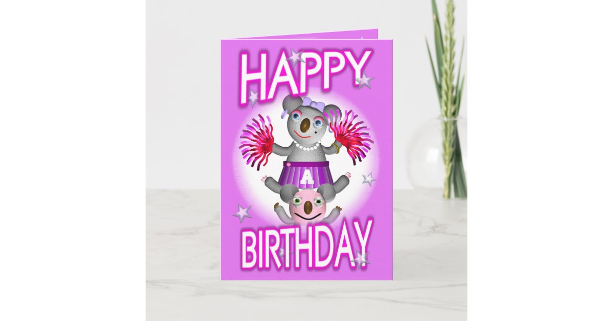 Cartoon Koala We Cheer 4U Birthday Card | Zazzle