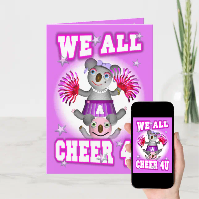 Cartoon Koala We Cheer 4U Get Well Card | Zazzle