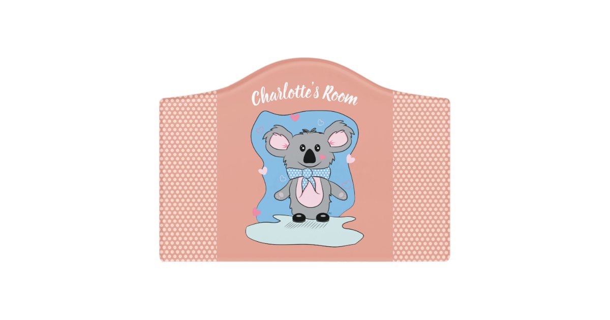 Cartoon Koala with Hearts Nursery Door Sign | Zazzle.com