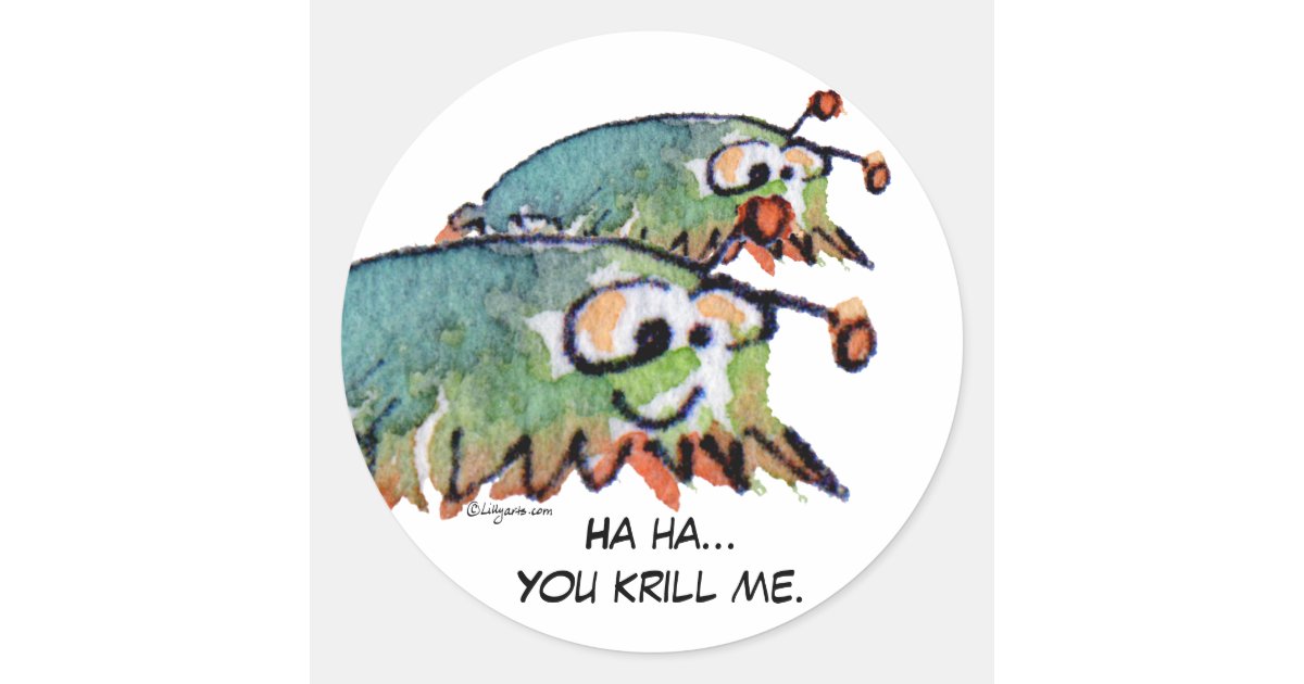Cartoon Krill Funny Stickers - Customize Text | Zazzle