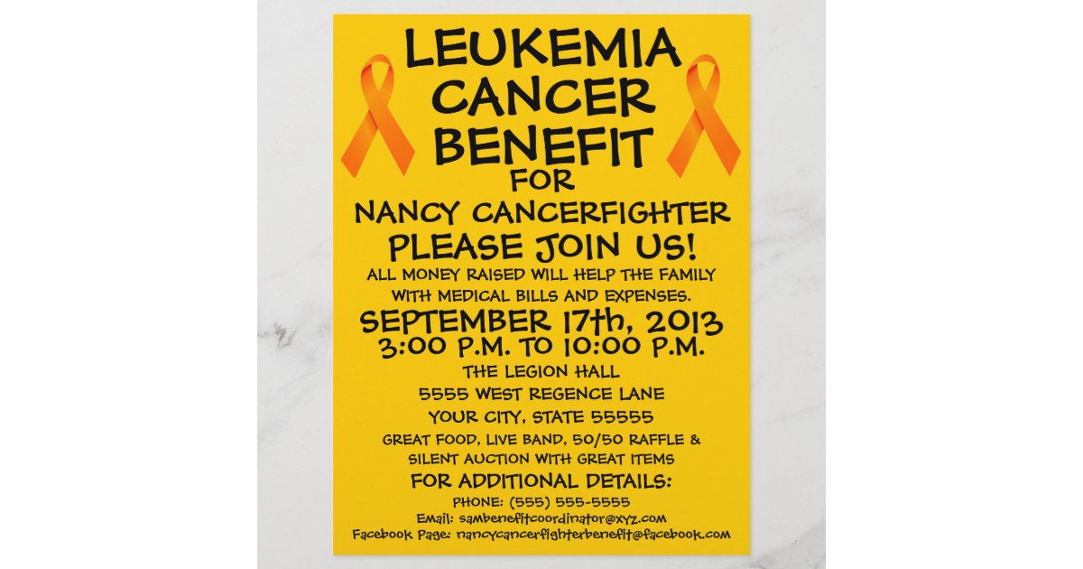 Cartoon Leukemia Cancer Benefit Flyer | Zazzle