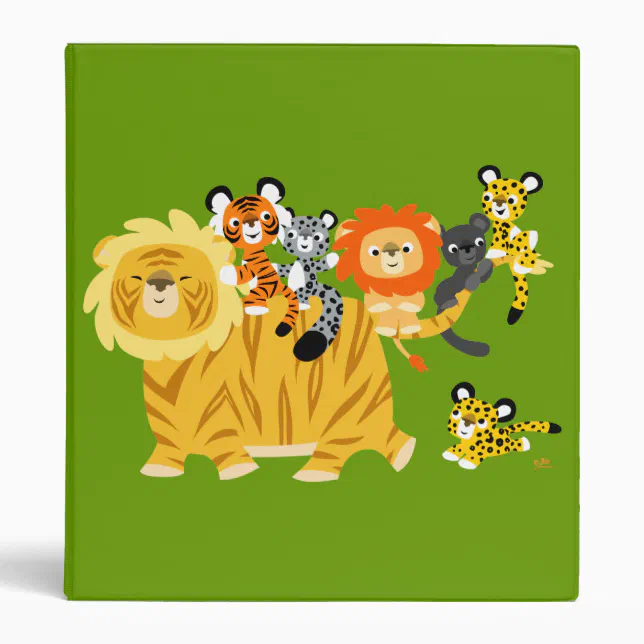 Cartoon Liger and Friends Binder | Zazzle
