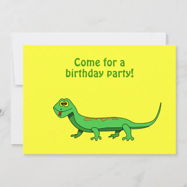 Cartoon Lizard Kids Reptile Birthday Invitations | Zazzle