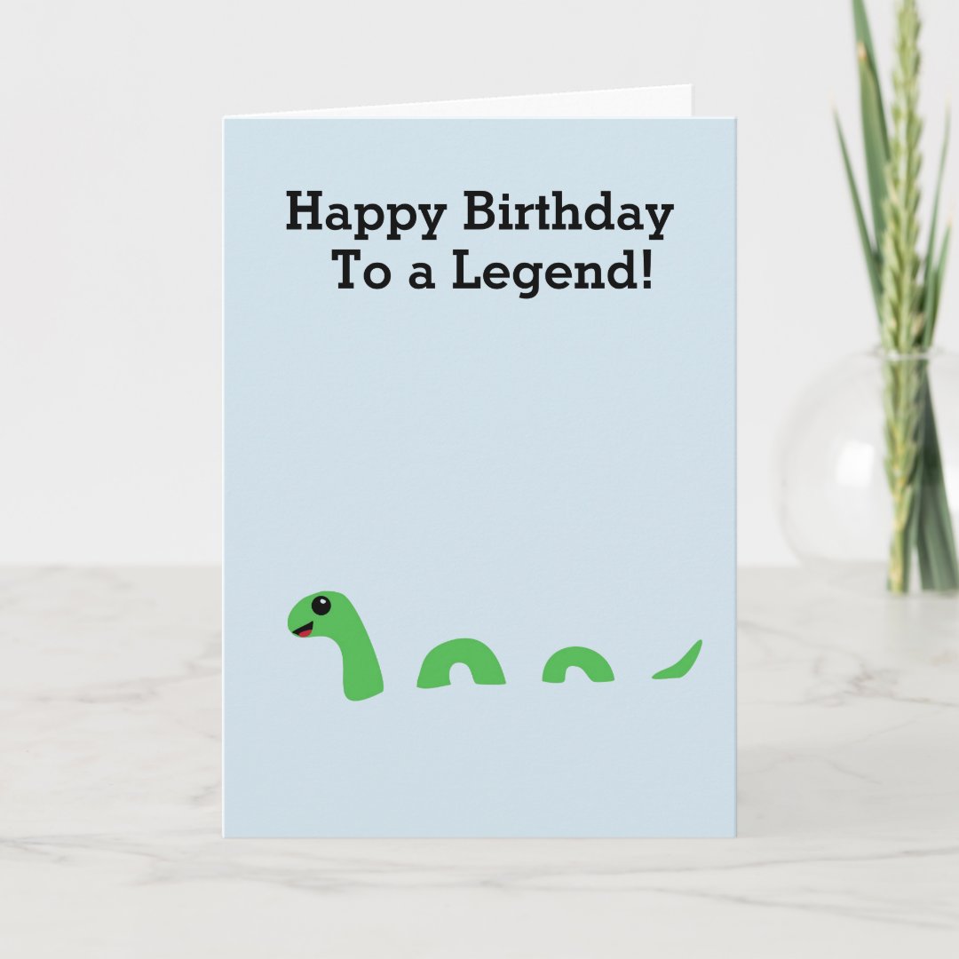 Cartoon Loch Ness Monster Funny Wishes on Birthday Card | Zazzle