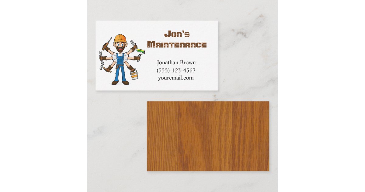 Cartoon Maintenance Repair Service Guy Business Card | Zazzle