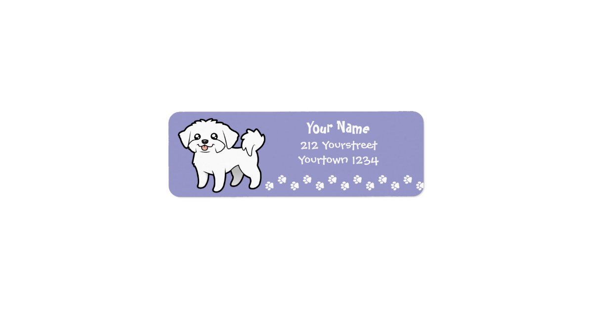 Cartoon Maltese (puppy cut) Label | Zazzle