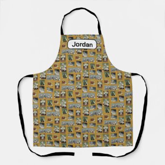 Cartoon Mandalorians and Grogu Scenes Pattern Apron | Zazzle