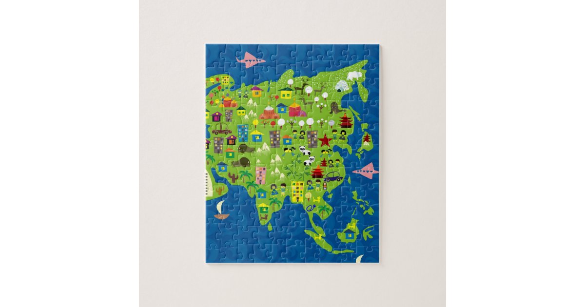 Cartoon Map of Asia Puzzle | Zazzle
