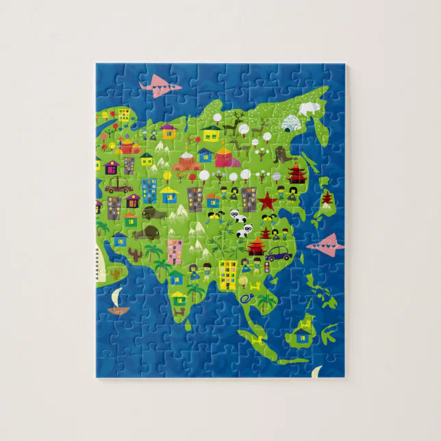 Cartoon Map of Asia Puzzle | Zazzle