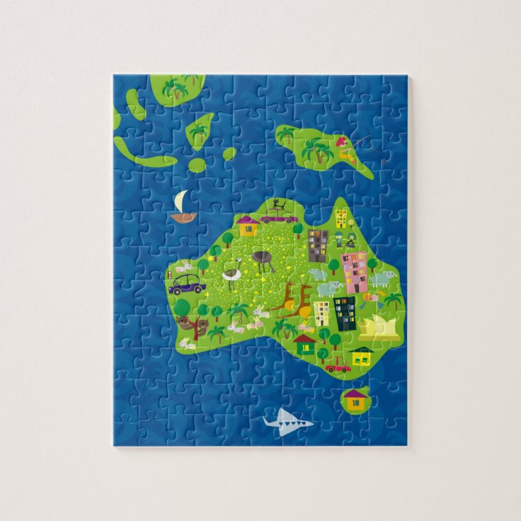 Cartoon Map of Australia and Oceania Puzzle | Zazzle