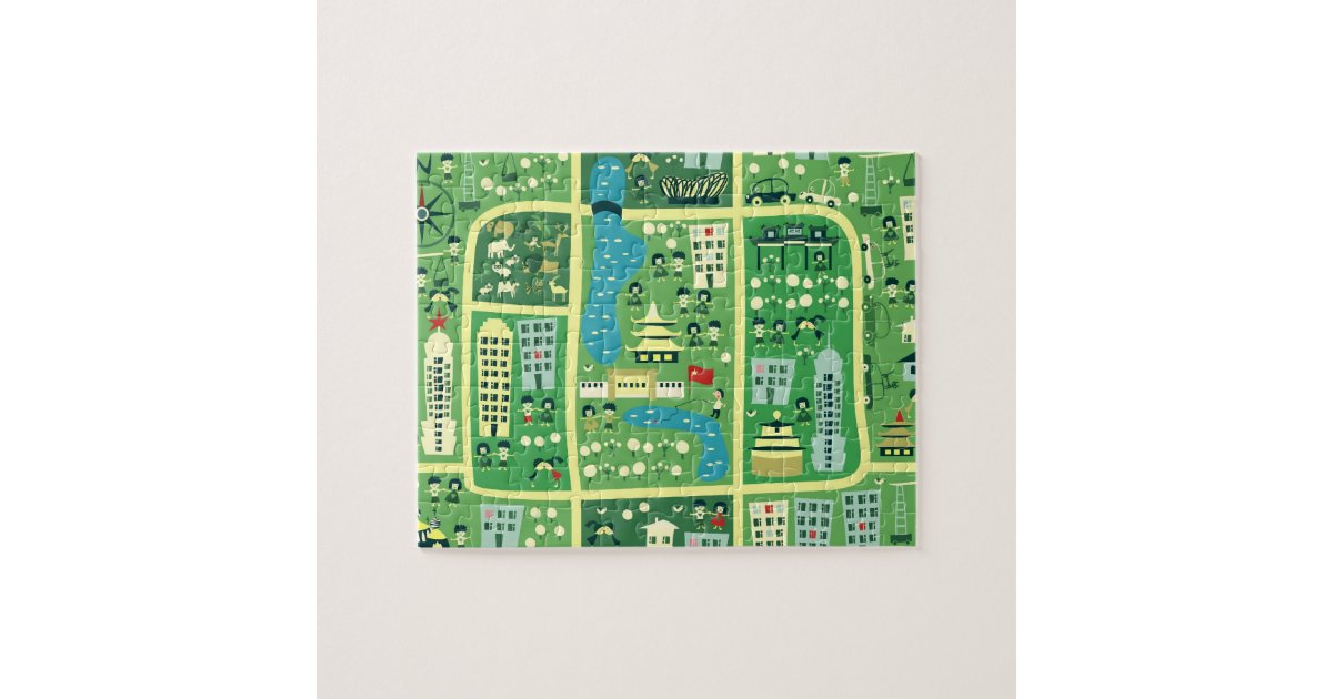 Cartoon Map of Beijing Puzzle | Zazzle